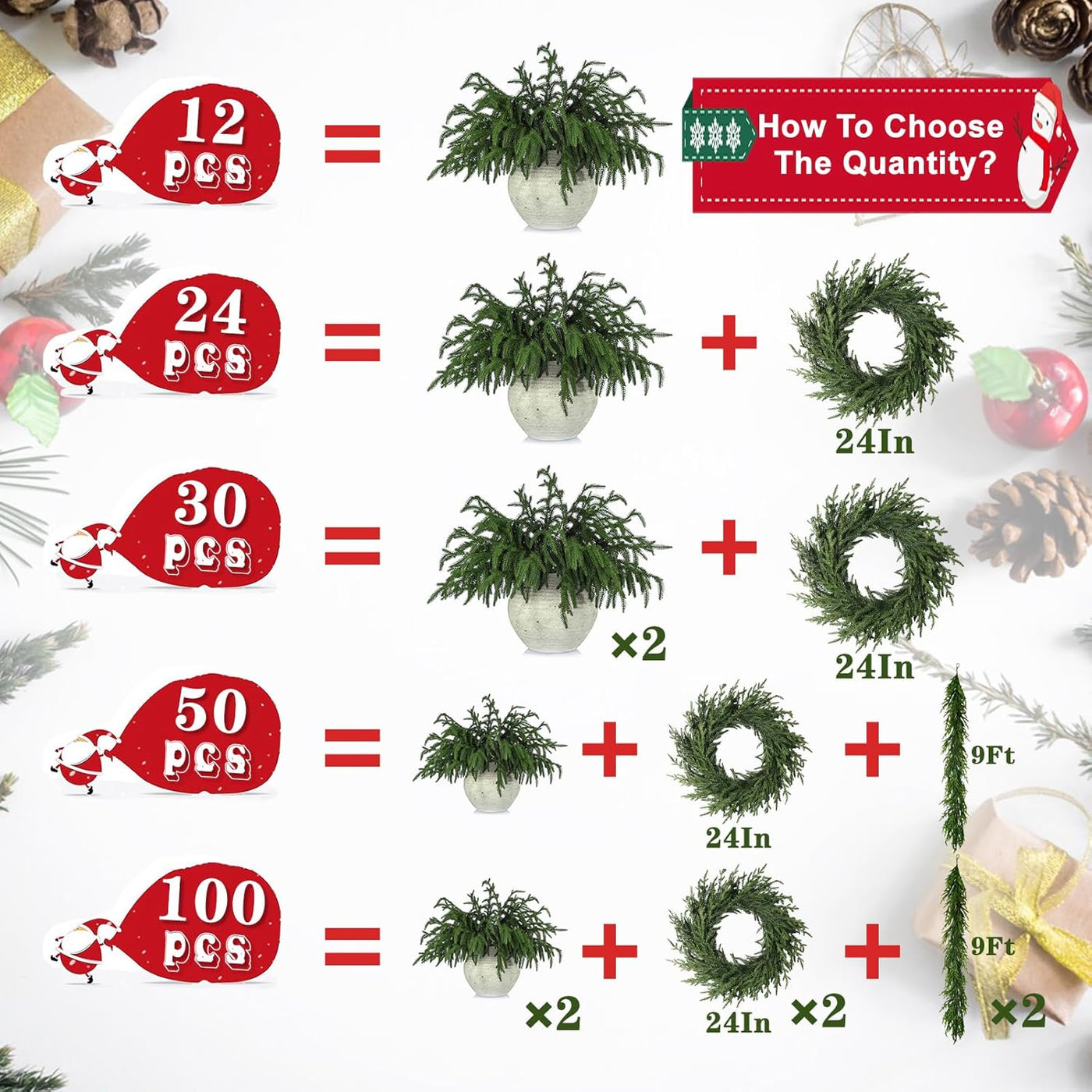 Bulk 12pcs Realistic Christmas Pine Branches Natural Droopy Soft Benda ...