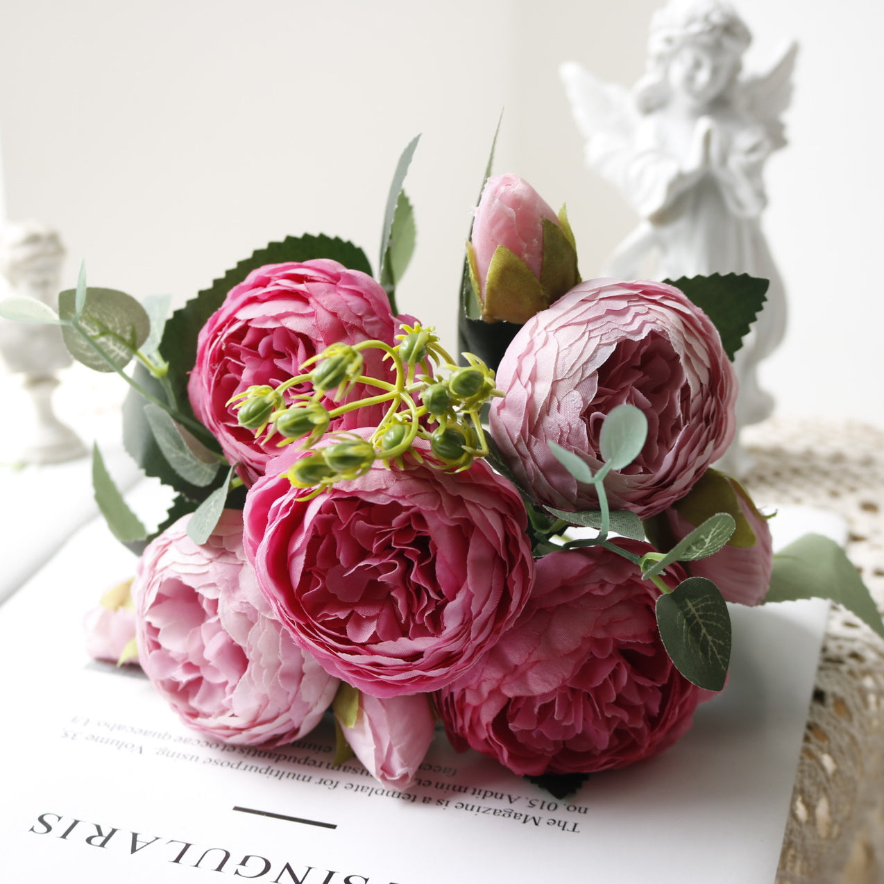 Bulk 12" Peonies Bush with Buds Silk Floral Arrangement Wholesale ...