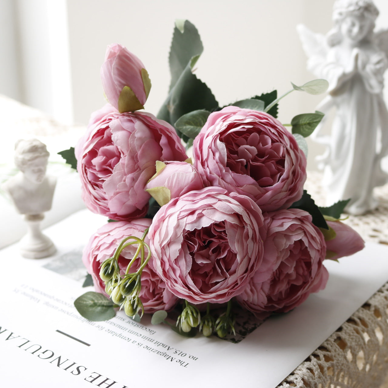 Bulk 12" Peonies Bush with Buds Silk Floral Arrangement Wholesale ...