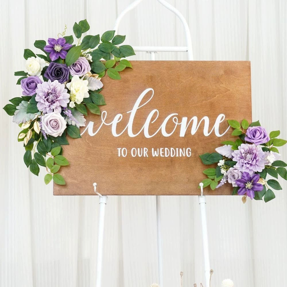 Bulk 2pcs Wedding Decor Welcome Sign Flower Backdrop Garland for Cerem ...