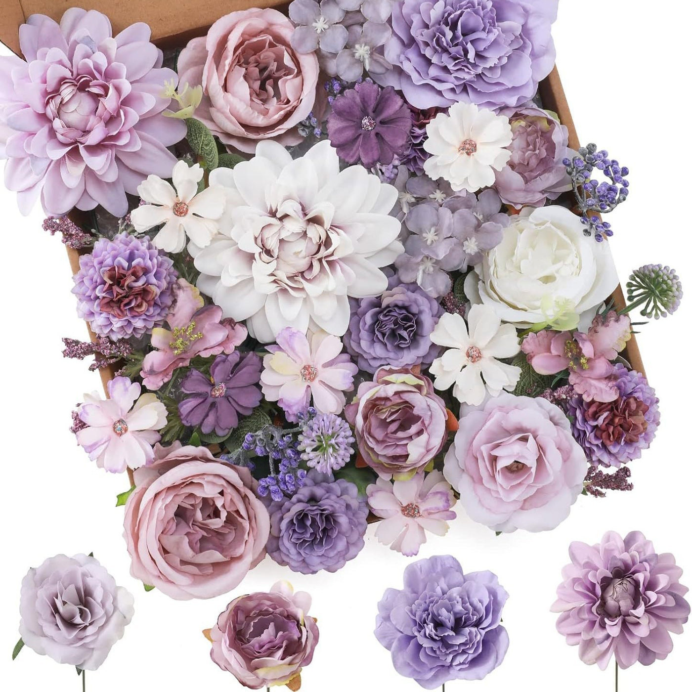 Bulk Artificial Flowers Combo Box Set Fake Flowers Faux Cake Flowers w ...