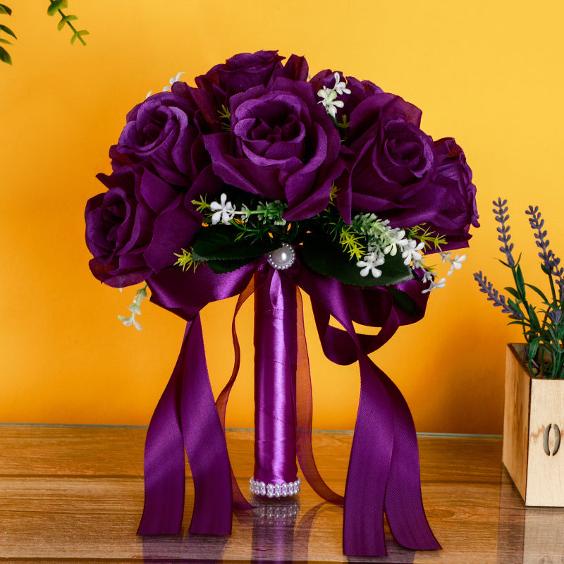 Bulk 7" Silk Bridesmaid Bouquet Rose Wedding Bouquets Wholesale ...