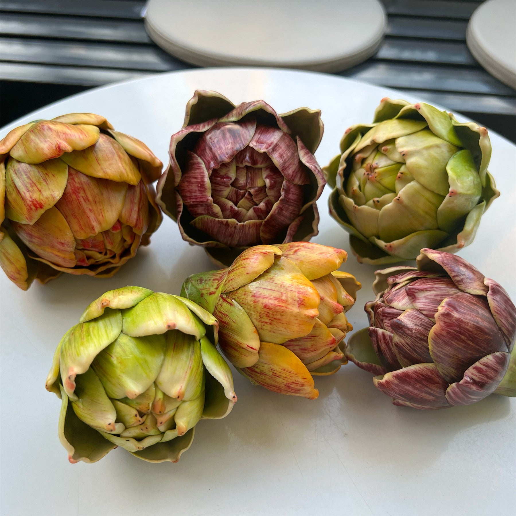 Bulk 3 Colors Large Artificial Artichokes Real Touch Vegetables Artifi ...