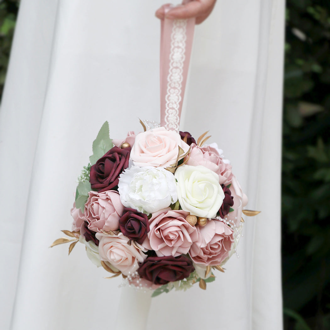 Bulk Wedding Spheres Rose Silk Flowers Kissing Flower Balls Hanging Ce ...