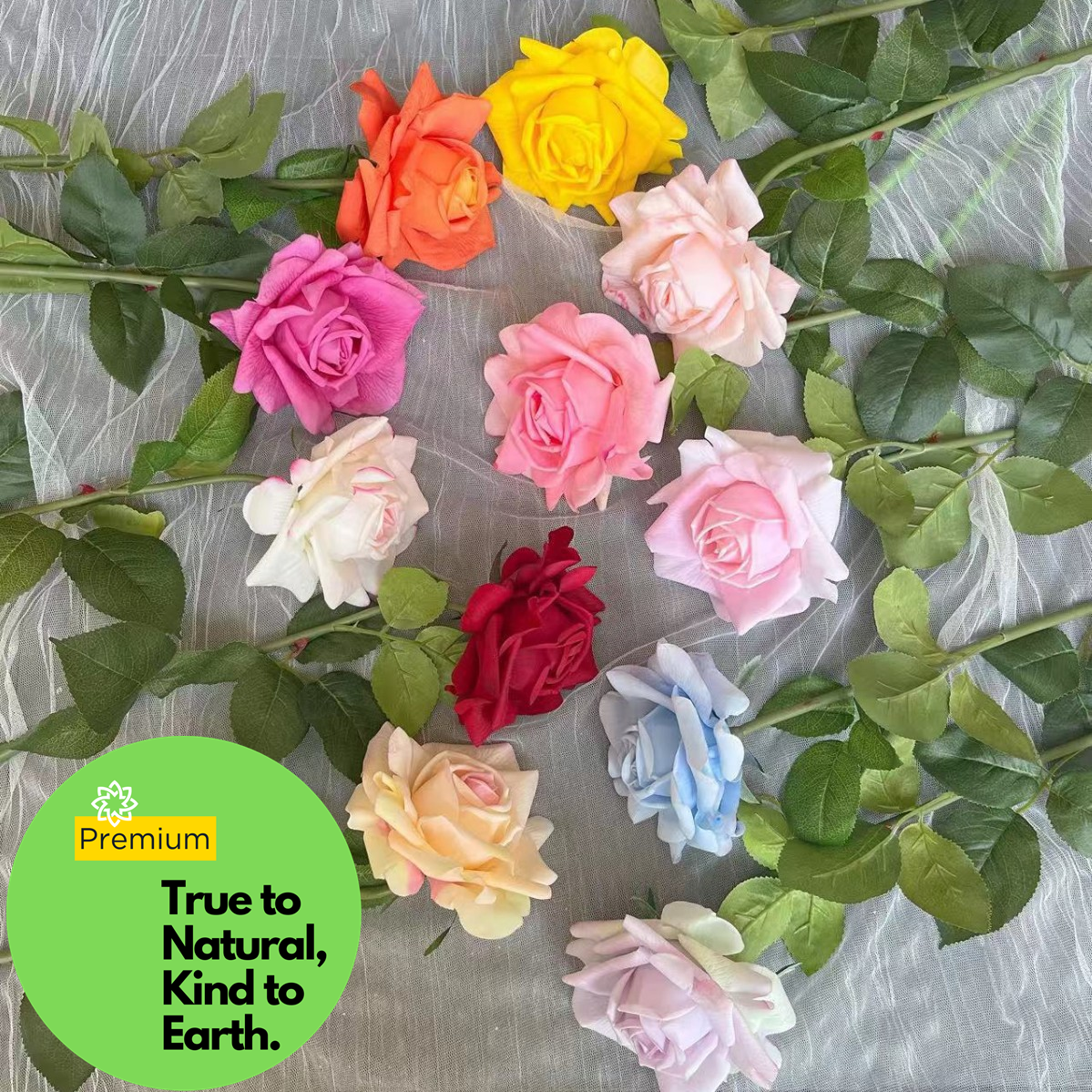 Premium 28.7" Real Touch Ruffled Roses - Lifelike Silk Floral Arrangem ...