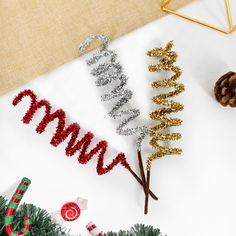 Bulk 7.8 inches Tall Christmas Glitter Spiral Picks Stems Wholesale ...