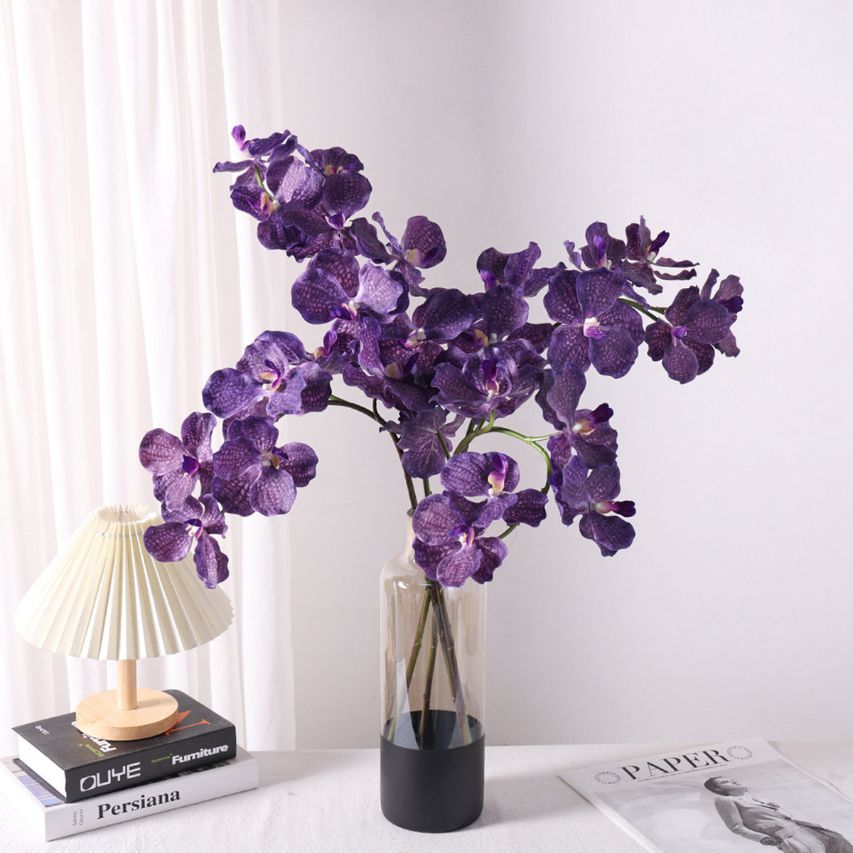 Bulk 31 inches Tall Extra Long Vanda Orchid Stems Real Touch Floral Wh ...