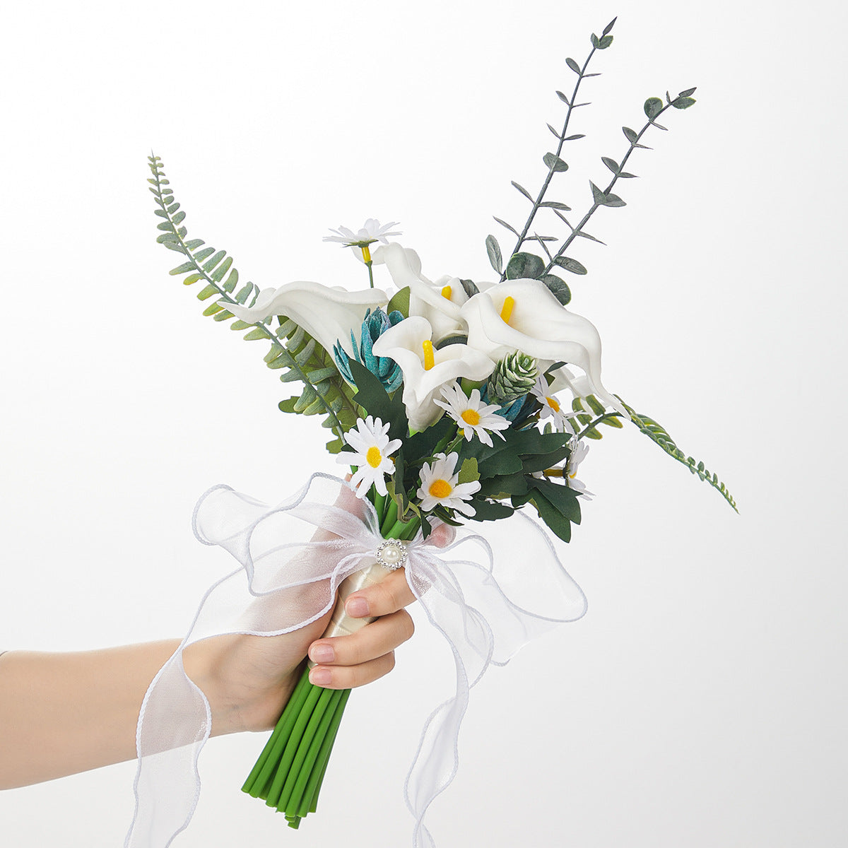 Bulk 8.2" White Calla Lily Wedding Bouquet Bridesmaid Bouquets Wholesa ...