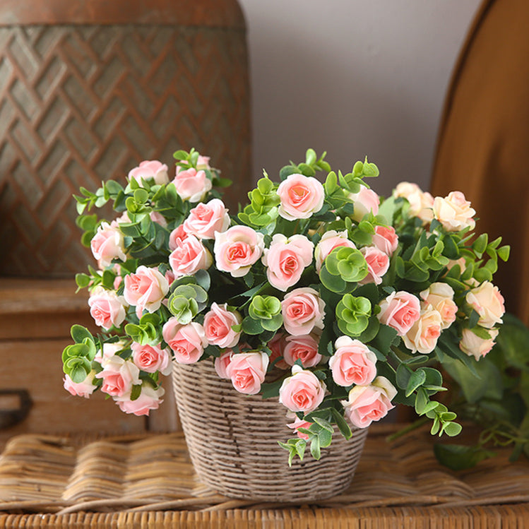 2025 Upgraded Miniature Roses Bouquet Bush Artificial Silk Flowers Who ...