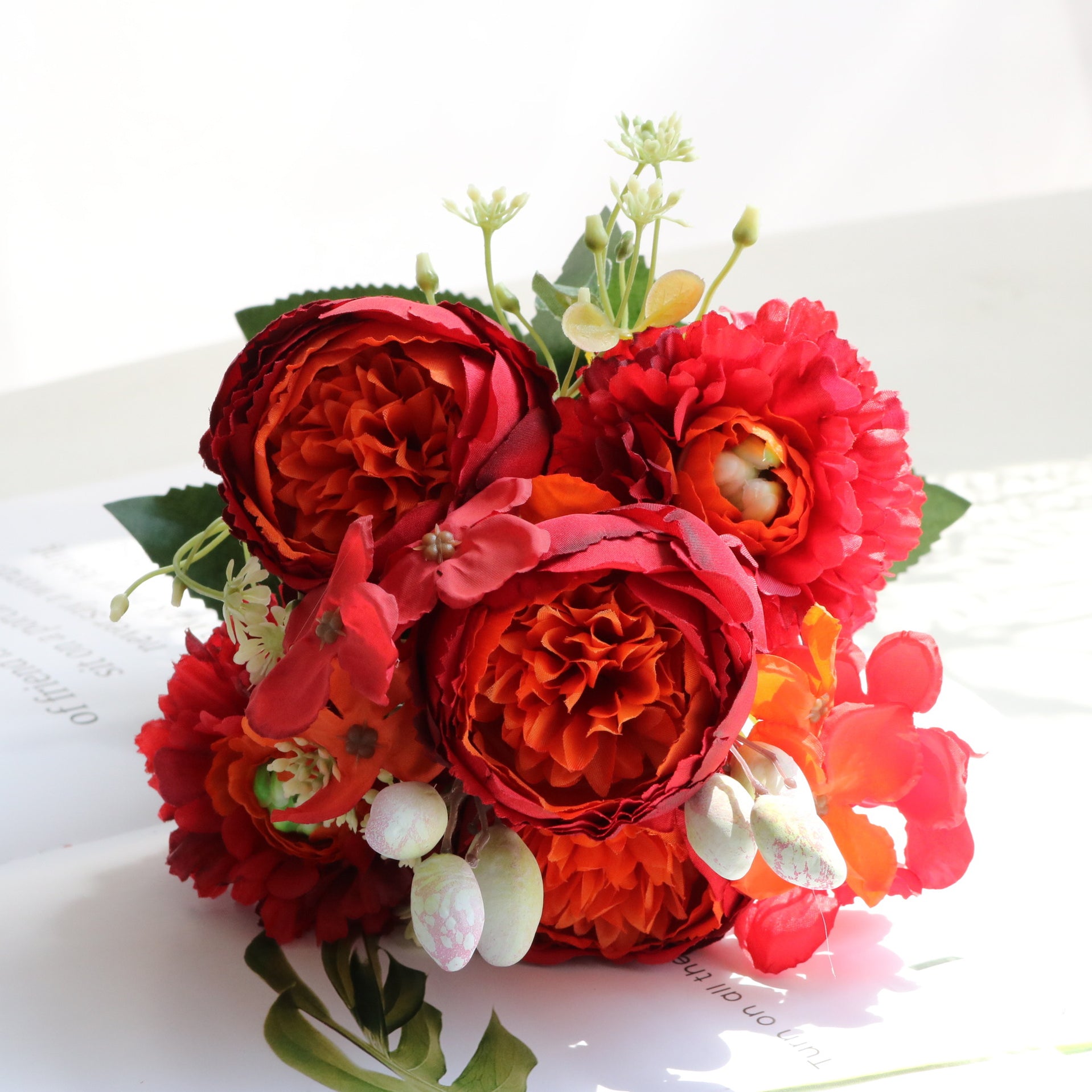 Bulk 12" Peony Bush Bouquet Artificial Silk Flowers For Wedding Center ...