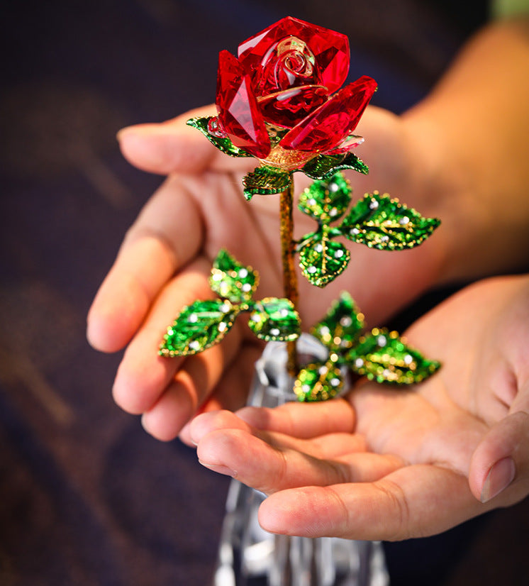 Bulk Exclusive 10 Inch Crystal Roses Gifts with Glass Vase Wholesale ...