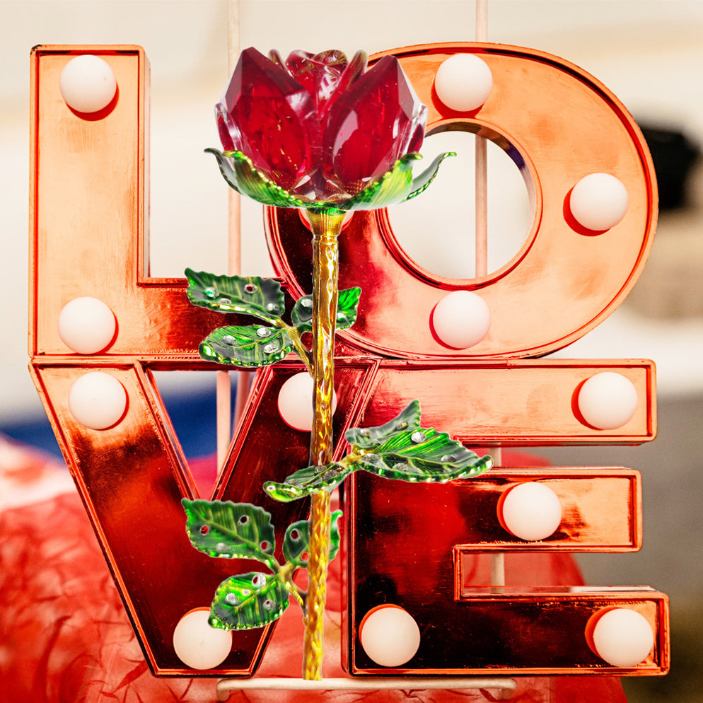 Bulk Exclusive 10 Inch Crystal Roses Gifts with Glass Vase Wholesale ...